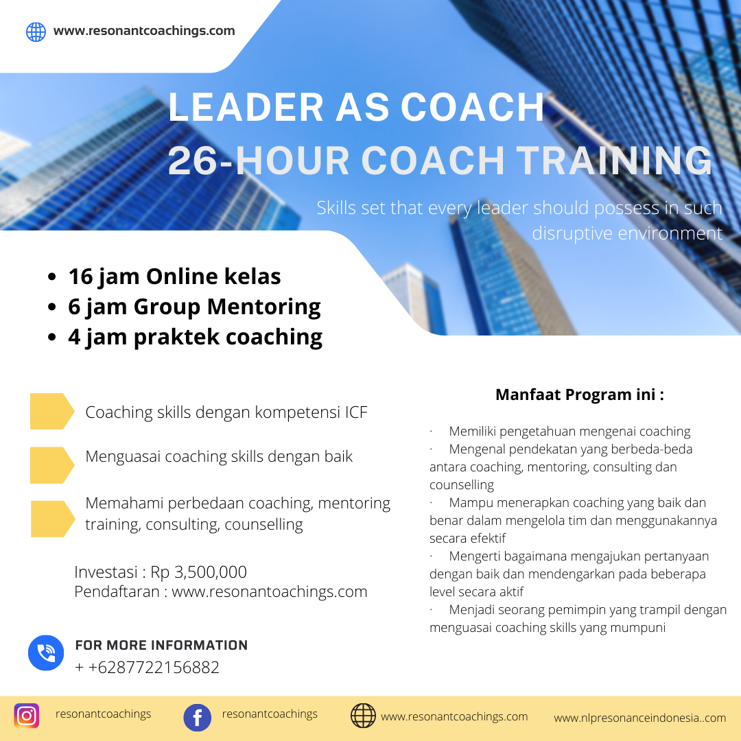 Leader as Coach [ 26 hour-Coach Training Program ] – Resonant Coaching ...